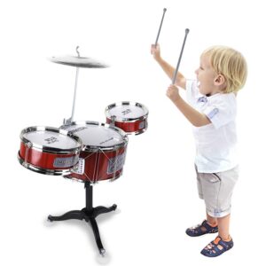 jafatoy small plastic drum set toy for kids age 3 - 6 years old toy musical instruments playing rhythm beat toy great gift for boys girls