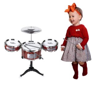 ahomash jazz drum sets toy drum set for kids 1 - 6 years old beats musical toys plastic drum kit with cymbal & drumsticks kids drum set