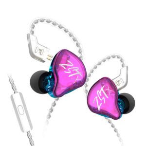 kz zstx hybrid 1ba+1dd in ear monitor earbuds balance armature with dynamic in-ear earphone headphones hifi headset (with mic, purple)