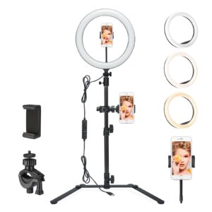 godox lr120 12" led ring light with desktop stand & phone holder,3000k-6000k dimmable selfie ring light,usb powered conference light for vlogs,youtube,tiktok,live stream,makeup,photography (black)