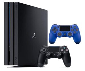 sony playstation 4 pro 1tb two controller bundle: playstation 4 1tb pro console jet black, 2 dualshock 4 wireless controllers (renewed)