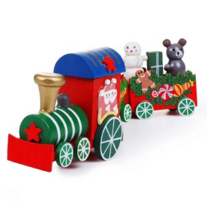 lemeso christmas wooden train set, christmas train ornament toys for kids, christmas gift for kids