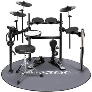 asmuse electronic drum set kit for adults beginners with 8 inch mesh snare electric drum set with rim shot and cymbal choke function,usb midi supported,2 pairs of drum sticks &headphone set included