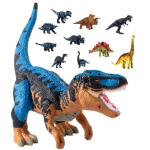 remote control dinosaur t-rex toys for kids 3-5 years, rechargeable electric walking robot dinosaur with led lights & sounds, simulation t-rex rc dinosaur toy gift for boys girls