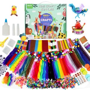 kiddycolor art and craft supplies for kids, all in one diy craft supplies set for toddler ages 4 5 6 7 8 9 10 11 12, 1000+pcs craft supply box - gift idea for preschool kids project activity