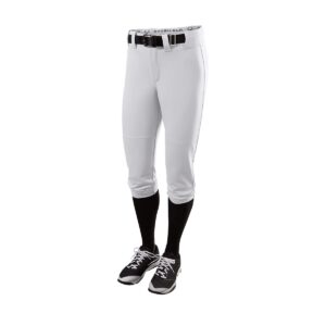 evoshield girls' standard standout fastpitch high rise pant, team white, medium