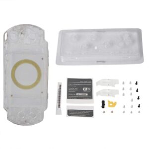 socobeta game console shell replacement game console housing set with buttons kit compatible with psp 1000(clear)