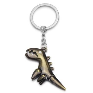 yongyan dinosaur cute keychain couple keychain pendant unisex car keyring alloy bag accessories for men and women (copper)