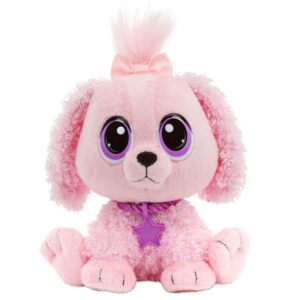 little tikes rescue tales babies - pink poodle | soft cuddly plush pet toy with collar, tag, doghouse, stickers, activities | ages 3+