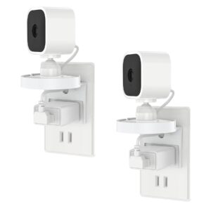 koroao 2pack blink mini outlet wall mounts - ac outlet wall plug mount stand holder bracket for blink mini indoor camera without messy wires or screws(blink mini is not include)