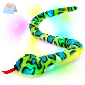 houwsbaby green realistic 40'' led light up snake stuffed animal snake plush toy glowing up stuffed animal for practical jokes,playtime fun soft kids christmas halloween birthday festival presents