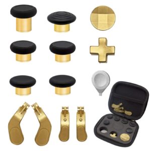 easegmer plating elite series 2 kits - 13 in 1 metal swap thumbsticks joysticks, trigger paddles, d-pads with tool for xbox elite controller series 2 model 1797, elite series 2 core controller (gold)