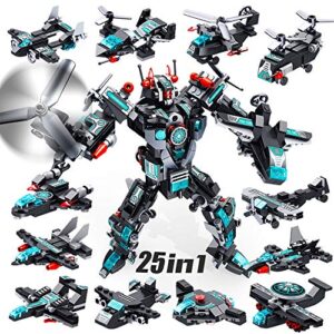 vatos stem robot building toys, 577 pcs construction toys 25-in-1 stem toys for 6 year old boys creative building bricks engineering vehicles blocks kit for kids age 6 7 8 9 10 11 year old