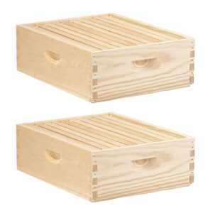 little giant 10 frame medium honey super beehive brood body wood box (2 pack)