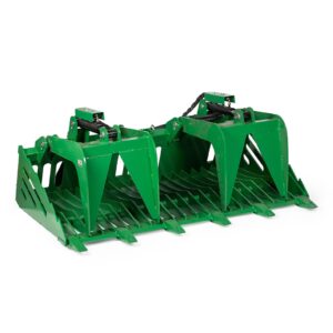 titan attachments 72in fine grade rock grapple skeleton bucket with teeth, fits john deere tractors with hook and pin connection