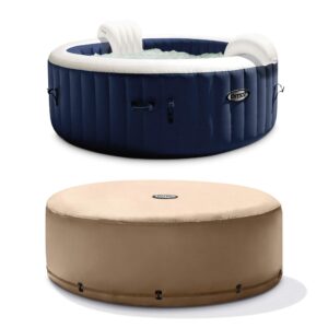 intex purespa 4 person inflatable portable heated bubble jet spa hot tub and cover package with built in heater pump