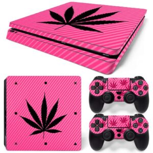 zoomhitskins compatible with ps4 slim skin, rose weed pink pot 420 grass happy pot, durable & fit, 3m vinyl, made in the usa