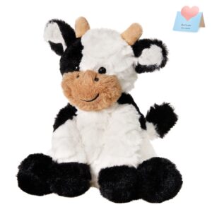 specialyou dairy cow stuffed animal adorable soft plush farm animal toy great birthday, white&black, 11 inches (lying cow)