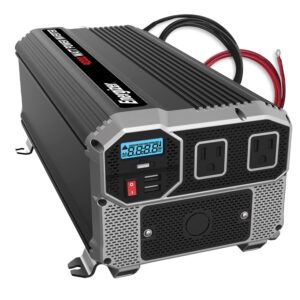 energizer 4000 watts power inverter modified sine wave car inverter, 12v to 110 volts, two ac outlets, two usb ports (2.4 amp), hardwire kit, battery cables included – etl approved under ul std 458