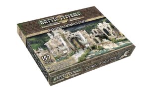 battle systems – modular fantasy scenery – perfect for roleplaying and wargames - multi level tabletop terrain for 28mm miniatures – colour printed model diorama – dnd warhammer (ruined monastery)