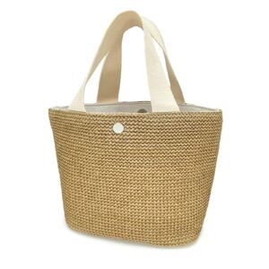 n.bin straw bags for women, imitation straw weave tote with handles boho beach tote bag straw purses and handbags,summer purses for women with magnetic closure(white)