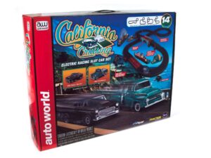 round 2 14' california cruising the pacific coast highway slot race set 1956 ford f100 pickup truck (4gear) 1955 chevrolet bel air (xtraction), multicolor (srs331)