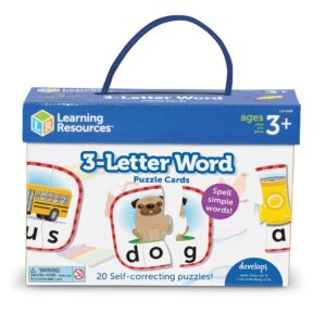 learning resources 3-letter word puzzle cards, kindergarten readniness, self correcting puzzles, ages 3+