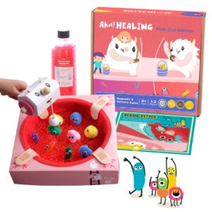 meandmine healing lab- science kit - immune system, magnetic fishing game- fish out germs sensory toys- learning & education toys for kids 4-7 - stem toy