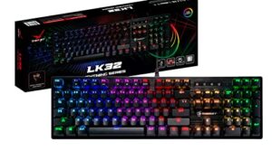 digifast lk32 mechanical gaming keyboard | rgb backlit gaming keyboard - optical linear switches - 100 million durability | customizable color | textured surface | water-resistant design (black)