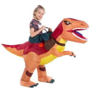 hsctek inflatable dinosaur costume kids for boys girls, inflatable blow up riding dinosaur trex costume children, inflatable ride on dinosaur halloween costume child