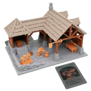 outland tactics war games miniatures dwarf blacksmith shop & figure set 28mm