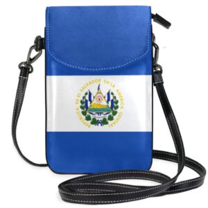 small crossbody cell phone purse for women, mini messenger shoulder bag wallet with credit card slots el salvador flag