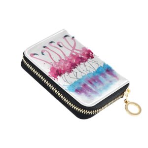 moyyo rfid credit card holder case watercolor flamingos leather printed zipper card case wallet for women girls