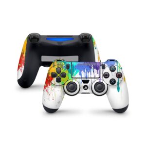 zoomhitskins compatible with ps4 controller skin, rainbow paint painting drip splatter graffiti, durable, 3m vinyl, made in the usa