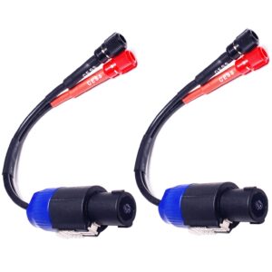 cess-089 speakon plug to female banana jack speaker cable, accept banana plug, spade fork and bare wire, 2 pack