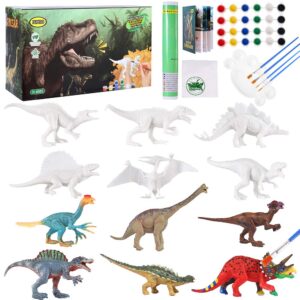 fupedo arts crafts painting set kids dinosaur toys -12 big dinosaurs figures,create a painting kits of your own dino world,gifts for 4,5,6,7,8,year old girls boys toddlers dino lovers ，dino activity