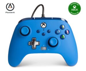 powera enhanced wired controller for xbox series x|s - blue, officially licensed for xbox