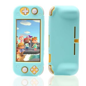 switch lite coral accessories, soft silicone case for nintendo switch lite with screen protector and 6 thumb grips - coral