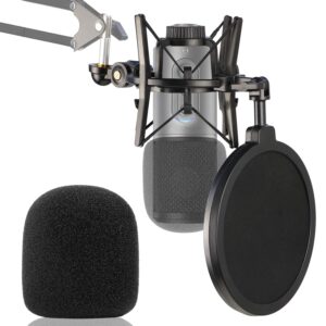 atr2500x shock mount with pop filter and foam windscreen to reduce vibration noise matching mic boom arm stand for audio-technica atr 2500x and atr2500 usb condenser microphone by youshares