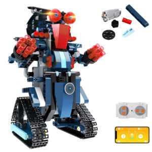 aukfa stem building block toy rc robot for kids, app controlled & remote control robotic toy for boys and girls, engineering educational build kit, early learning birthday gift for 8 years and up