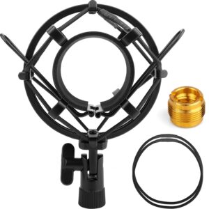 microphone shock mount, chromlives shock mount mic holder, mic clip holder at2020 anti vibration shock mount for microphone 48mm - 54mm diameter studio condenser