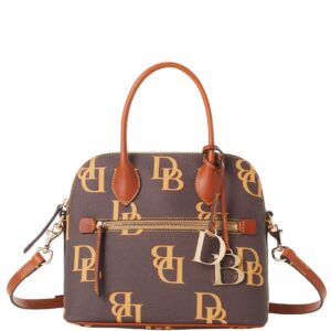 dooney & bourke handbag, monogram domed satchel - brown tmoro