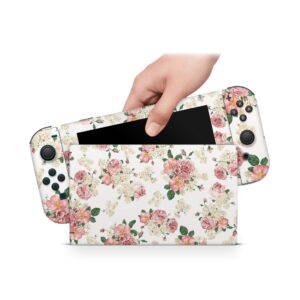 zoomhitskins compatible with switch skin cover old fashioned european ancien tribute flower bouquet sweetness 3m vinyl decal sticker wrap, made in the usa