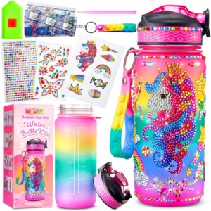 meijoy decorate your own water bottle kits for girls - kids water bottle birthday gifts for 4 5 6 7 8-12 year old girl diy unicorn birthday decorations arts and crafts for kids ages 6-8 girls