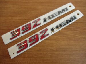 2015-2019 dodge challenger 392 hemi shaker hood scoop nameplates (2) mopar oem