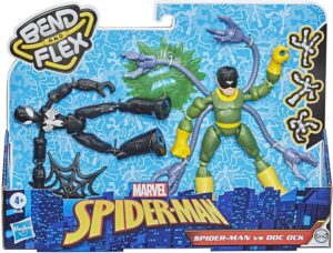 spider-man marvel bend and flex black suit vs. doc ock action figure toys, 6-inch flexible figures, for kids ages 4 and up