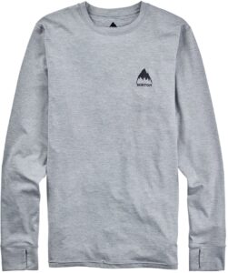 burton mens' lightweight x base layer crewneck top (us, alpha, small, regular, regular, gray heather)