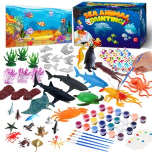 funzbo shark fish toys painting kits for kids art supplies, sea animal sea creatures ocean toys, arts and crafts for kids toddlers boys girls ages 3-12