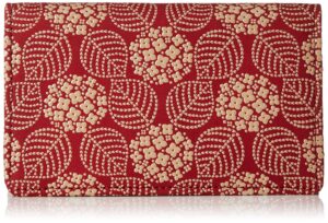 inden-ya(インデンヤ) indenya 2501-13174 business card holder, women's, red deer leather x white lacquer, hydrangea pattern 2501-13-174