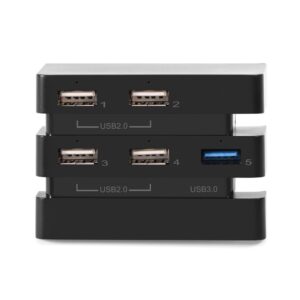 high speed 5-port usb hub 2.0 & 3.0 expansion hub controller adapter for pro game console, led indicators